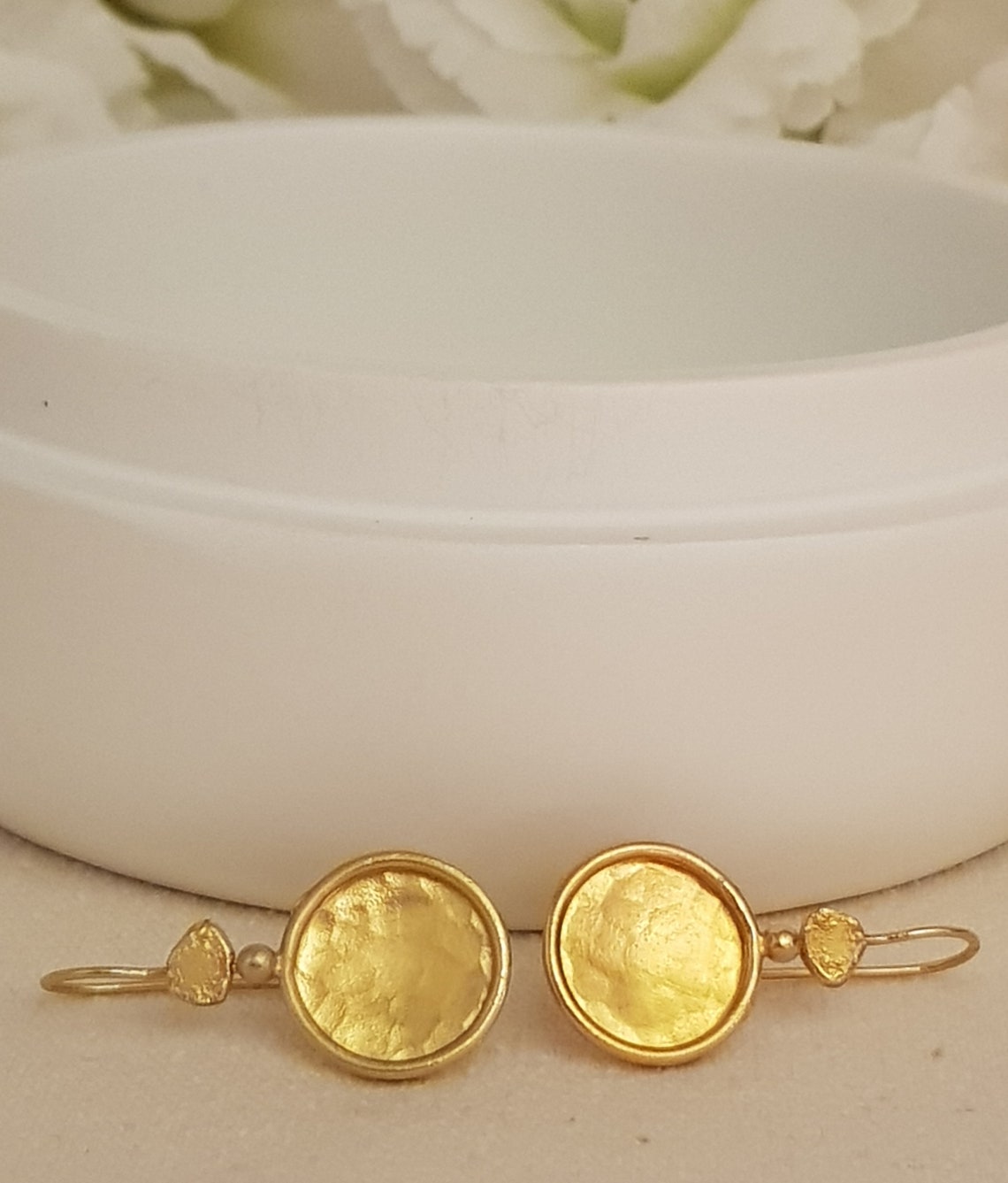 Simple Coin Gold Drop Earrings Everyday Dangle Earrings for - Etsy