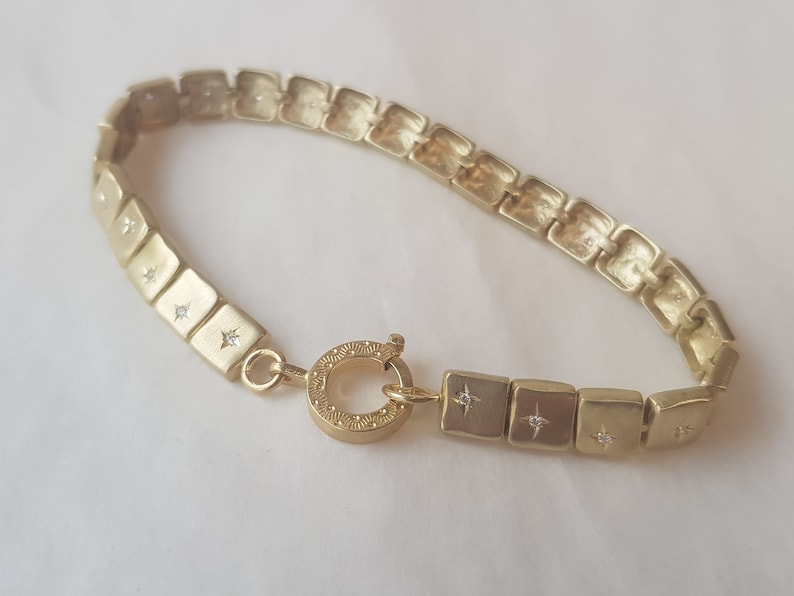 Gold Diamond Bracelet 18K Solid Gold Handmade Diamond - Etsy