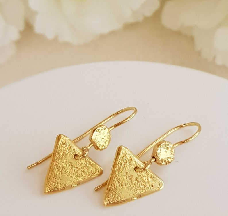Gold Earrings for Women Triangle Gold Dangle Earrings - Etsy