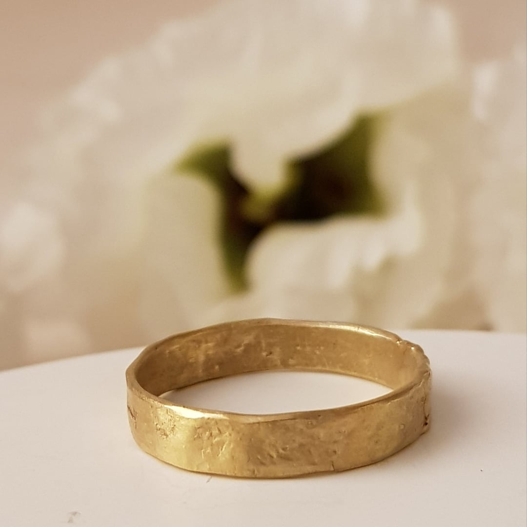 18k Solid Gold Thumb Ring for Women, Rough Gold Ring for Men, Unique ...
