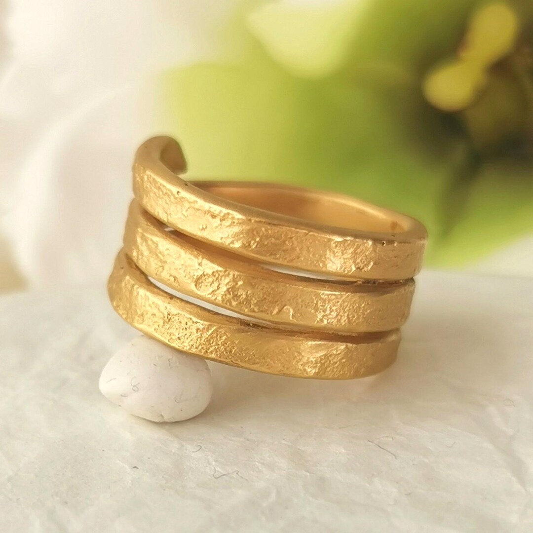22k Solid Gold Wrap Around Infinity Ring, Extra Wide Triple Wrap Ring ...