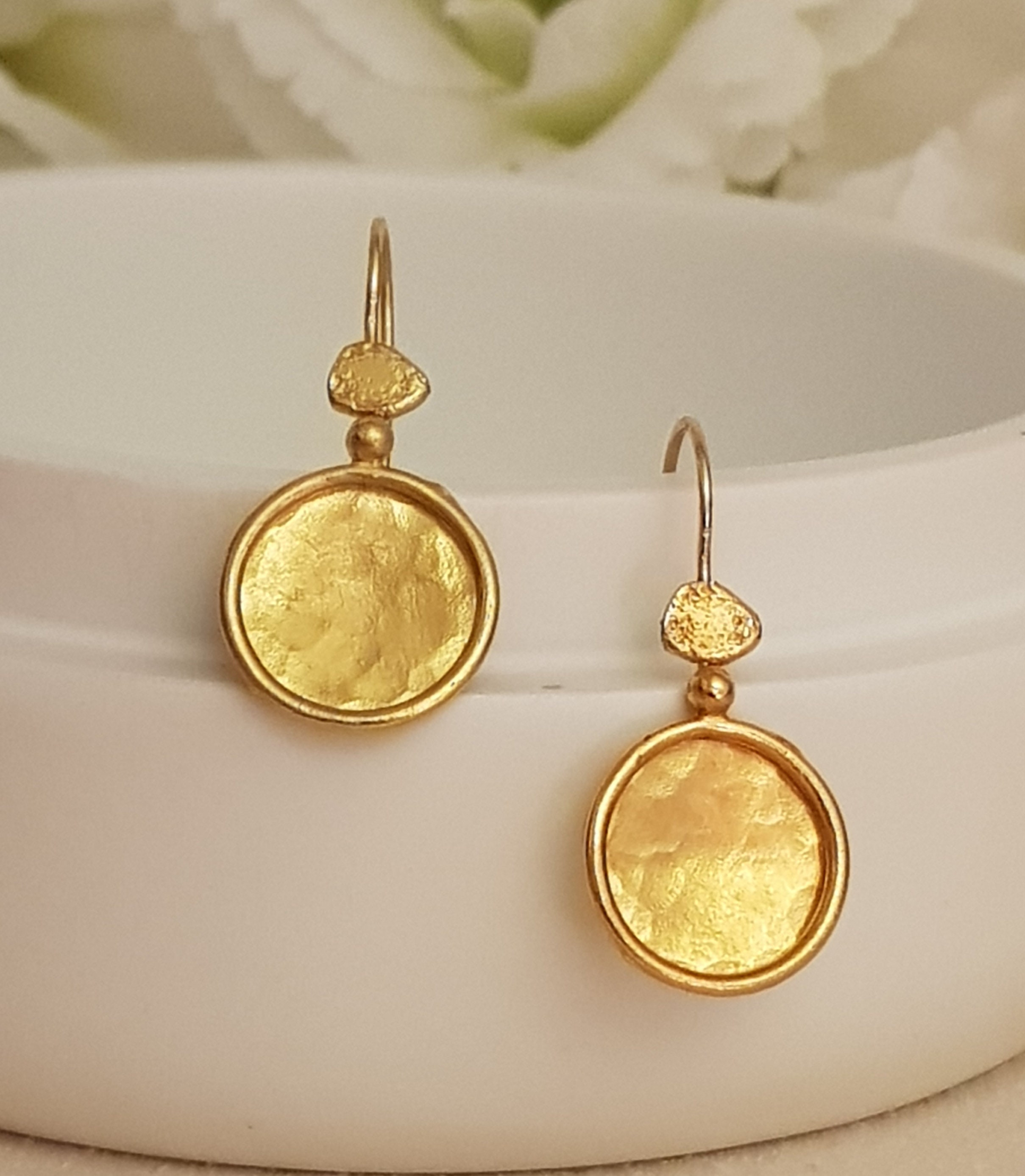 Simple Coin Gold Drop Earrings Everyday Dangle Earrings for - Etsy