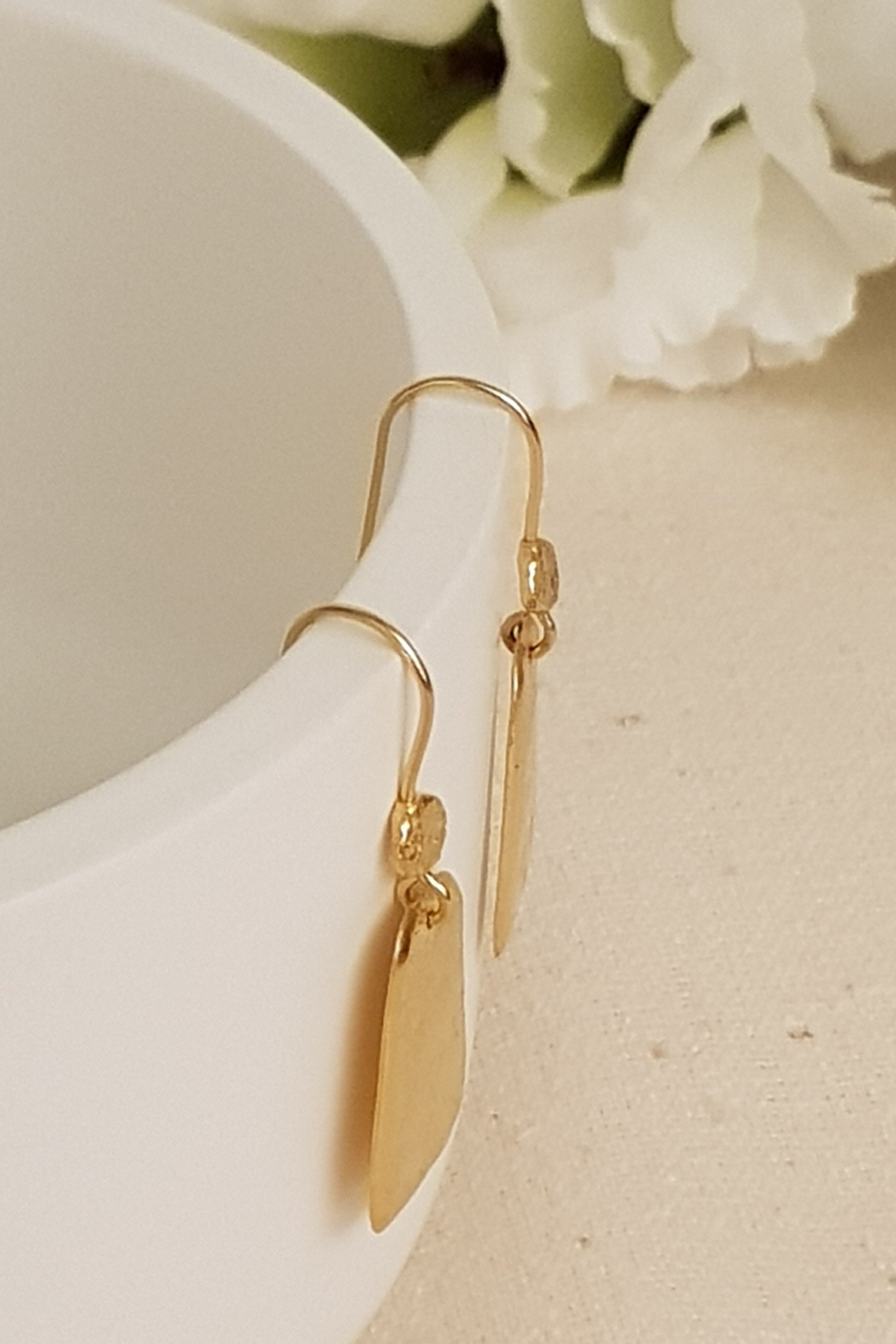 Gold Hammered Rectangle Earrings for Women Wedding Jewelry | Etsy