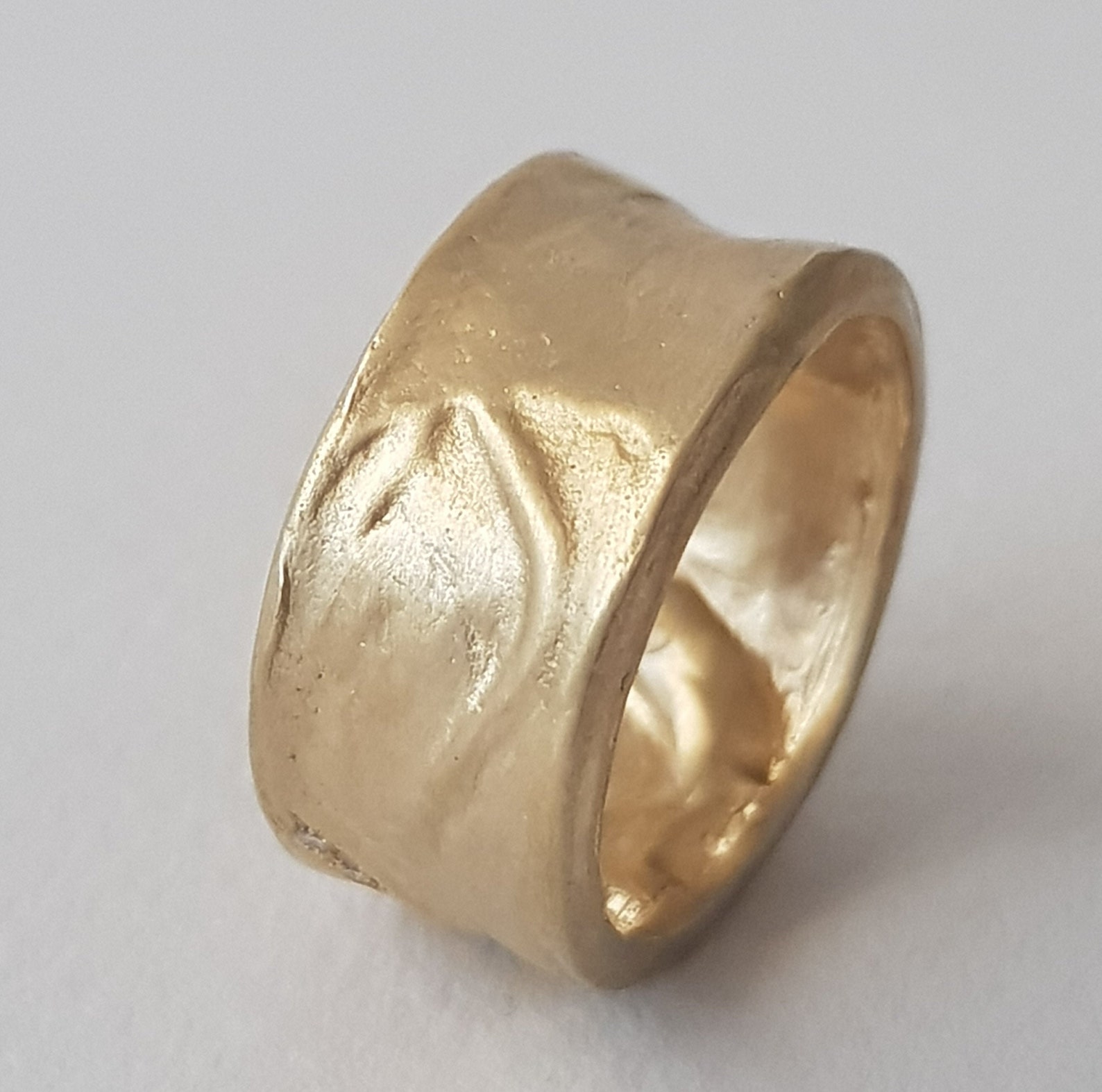 18K Solid Gold Wide Band Ring Thick Gold Band Ring for Women - Etsy