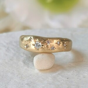 Hammered Gold Diamond Wedding Ring, Handmade Gold Ring, Textured 18k ...