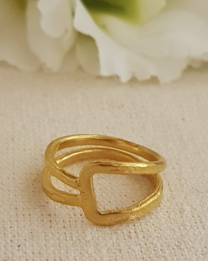 14K Gold Geometric Ring Boho Gold Ring for Women Signet Gold - Etsy