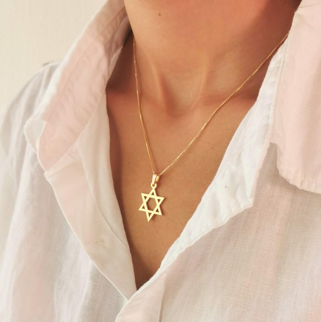 Classic Gold Star of David Magen David Necklace Geometric Style ...