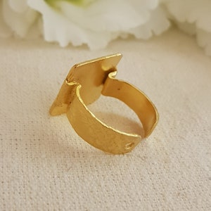 Gold Statement Ring , Large Rectangle Band, Geometric Square Cocktail ...