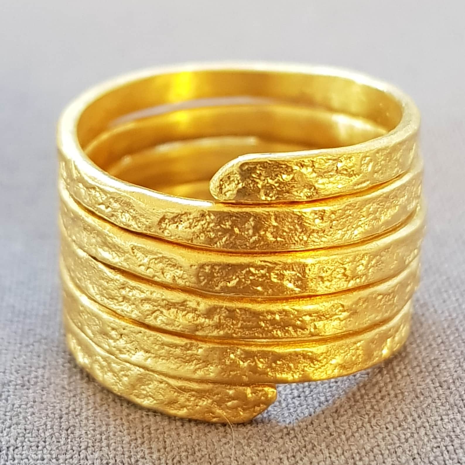 Hammered Spiral Ring | Gold Wrap Ring | Wedding Band | Diamond Wedding ...
