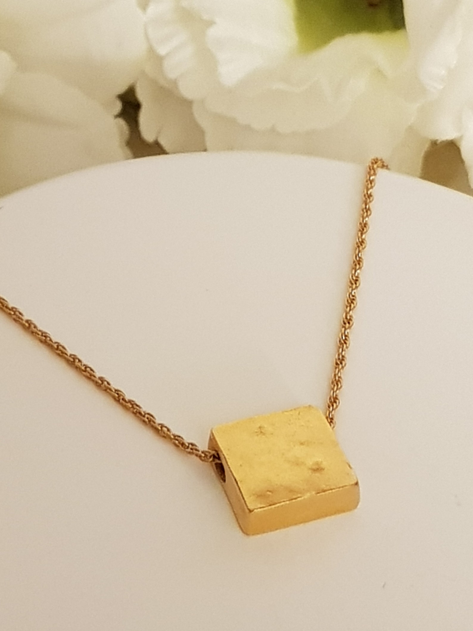 Gold Square Necklace Square Layer Necklace Cube | Etsy