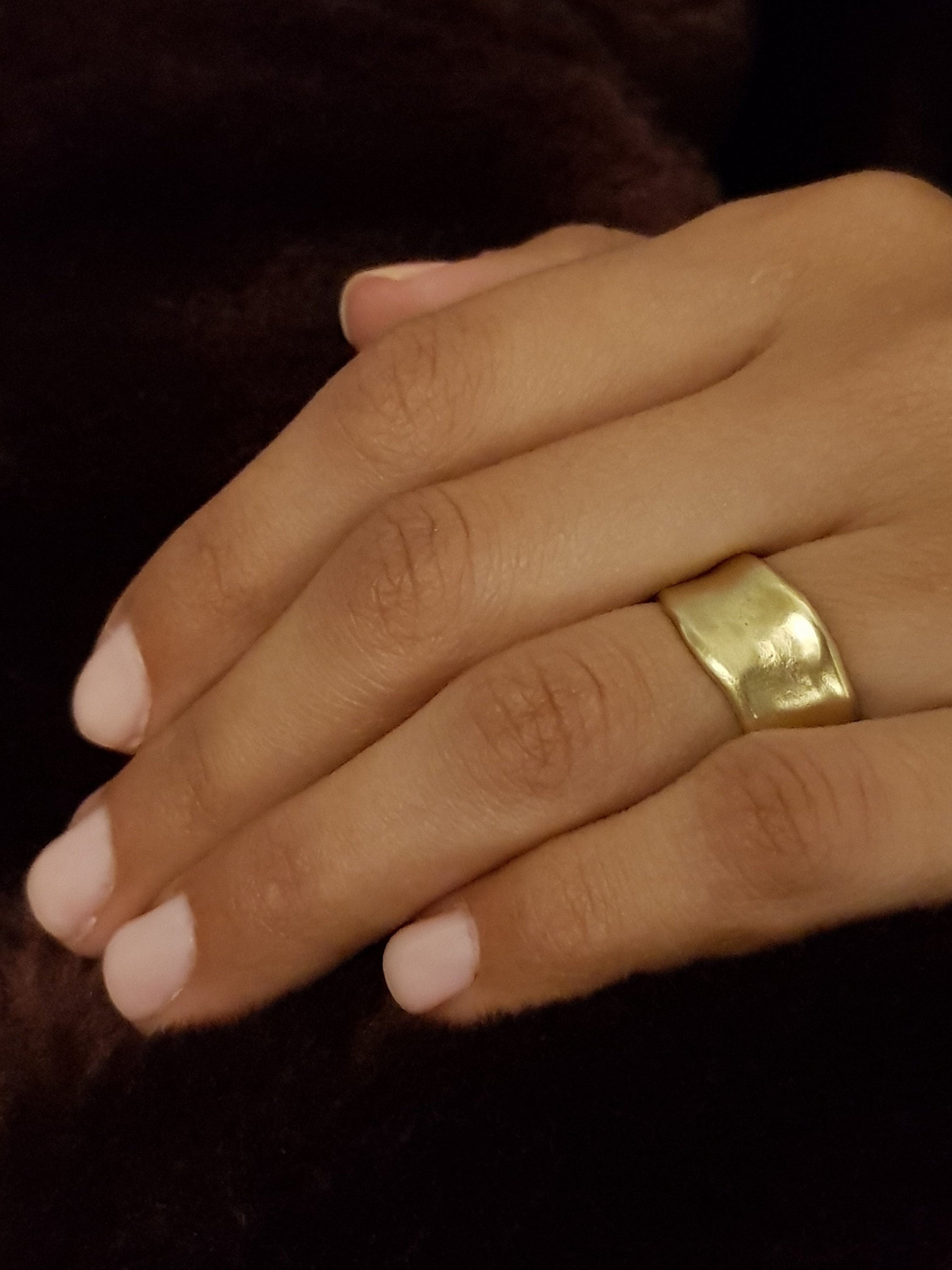 14K Gold Rustic Women Wedding Band Simple Wide Wedding Ring | Etsy