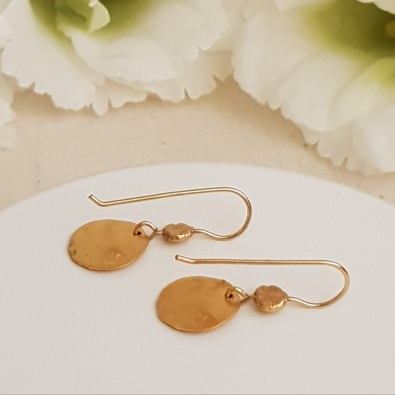 Cute Simple Drop Earrings, Boho Jewelry, Wedding Earrings, Gold Dangle ...