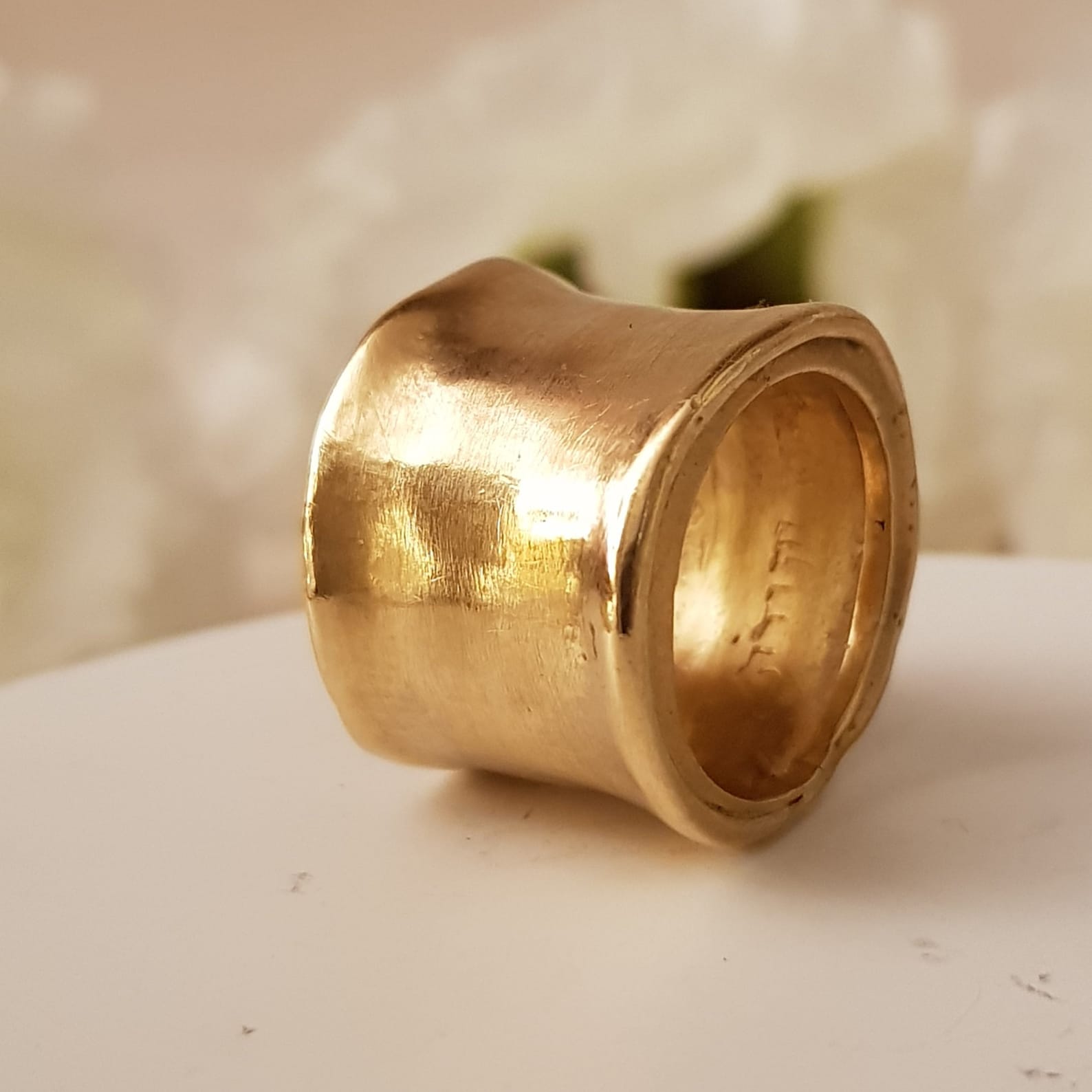 18K Gold Cigar Ring Cigar Band Ring Hammered Gold Ring Gold - Etsy