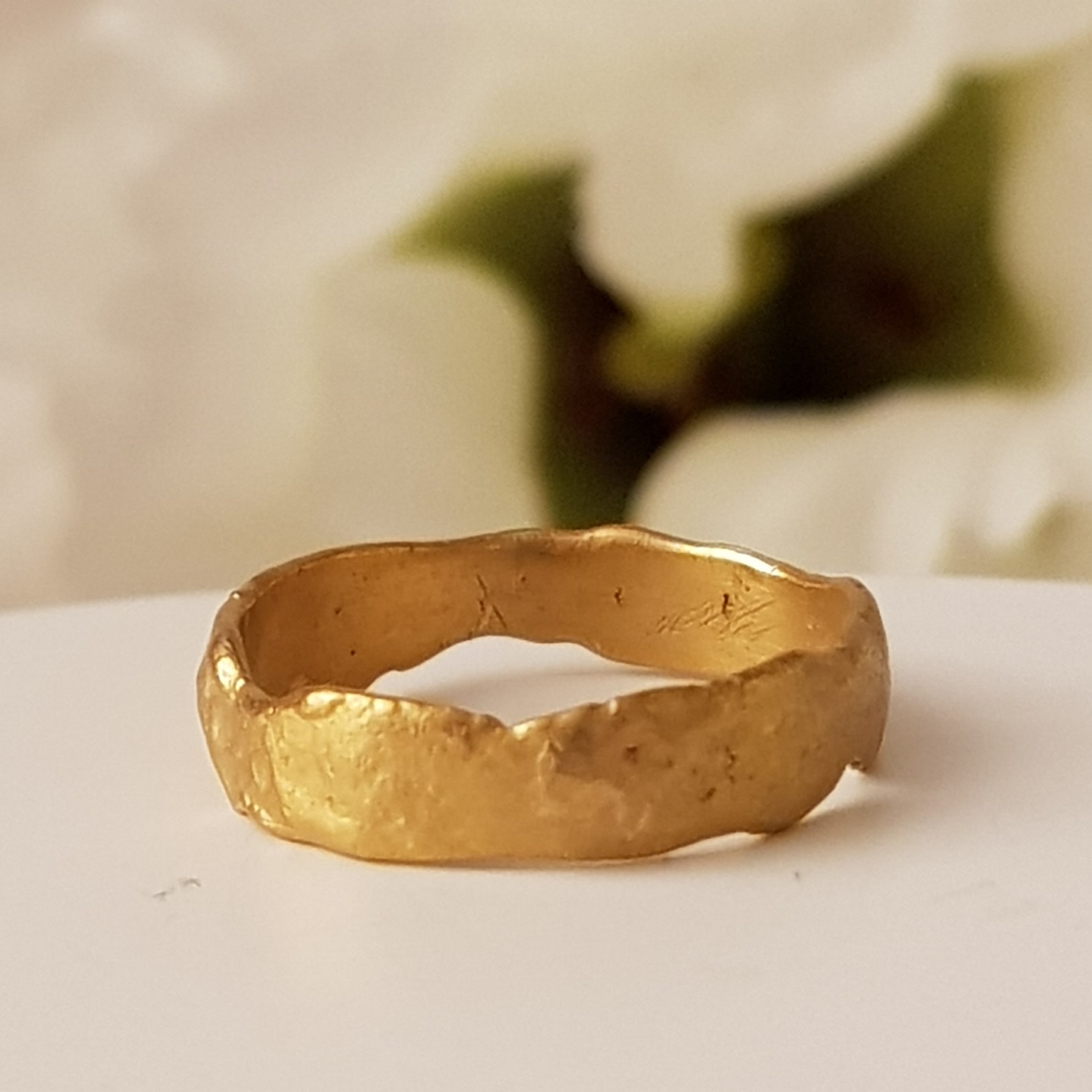 22k Gold Wedding Ring Hammered Gold Ring Organic Gold Ring - Etsy