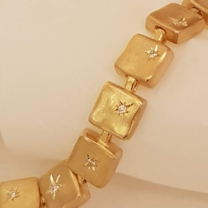 Gold Diamond Bracelet, 18K Solid Gold, Handmade Diamond Jewelry for ...