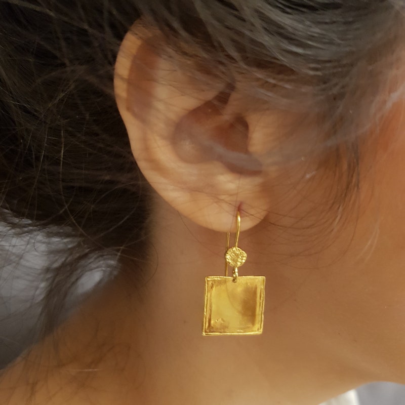 Square Gold Earrings - Etsy