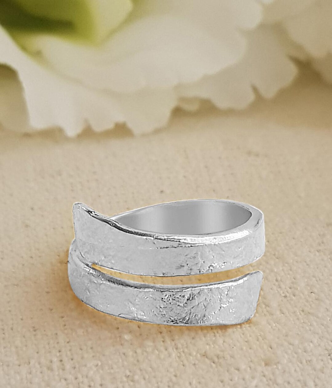 Silver Wrap Ring, 14k Gold Plated Rings for Women, Handmade Adjustable ...