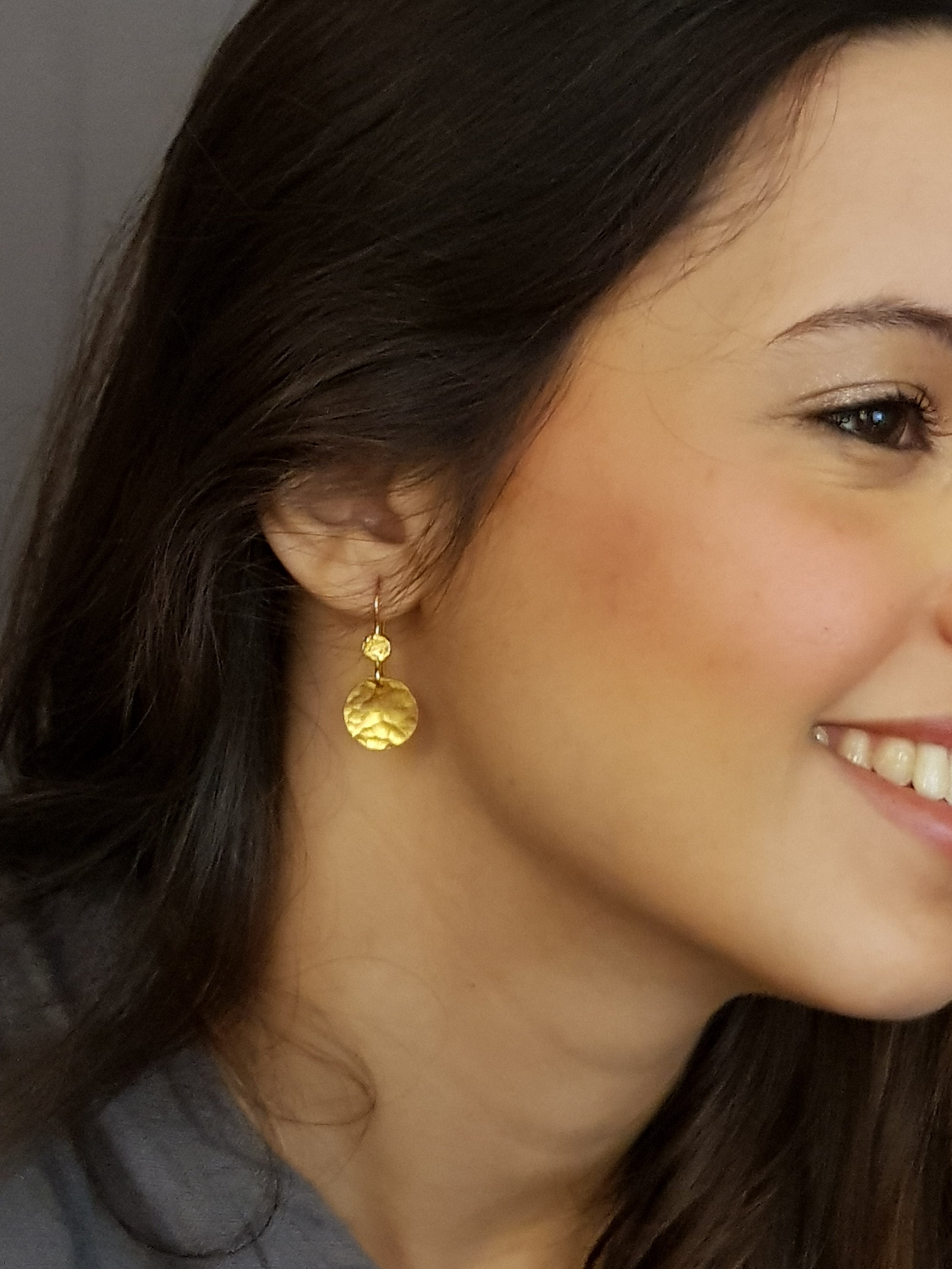 Cute Simple Drop Earrings, Boho Jewelry, Wedding Earrings, Gold Dangle ...