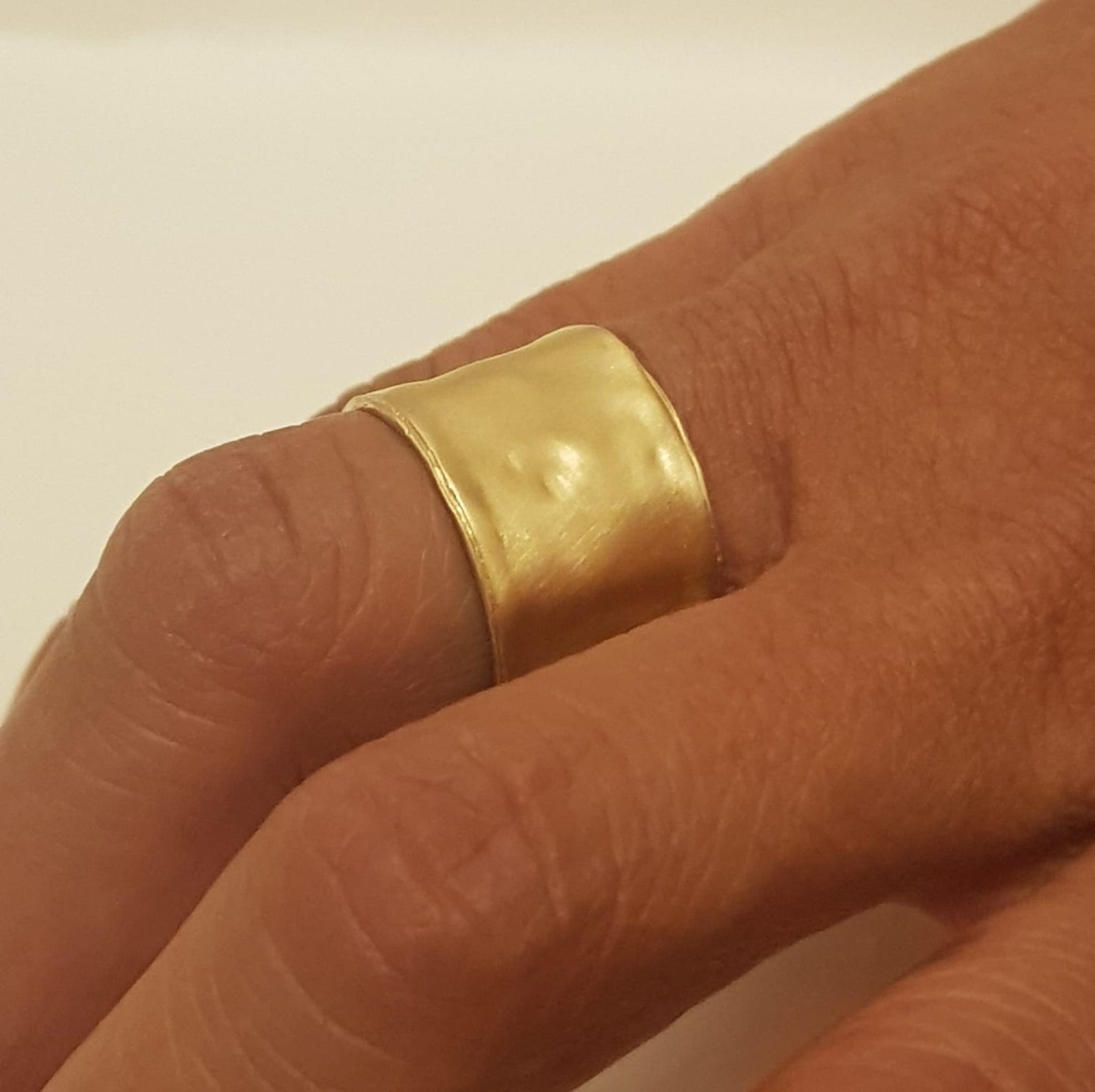 14k Solid Gold Band 13mm Wide Wedding Ring for Women With Matte Gold ...