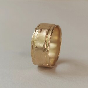 14k Melted Gold Ring, Unique Rough Organic Gold Ring, Rustic Gold ...