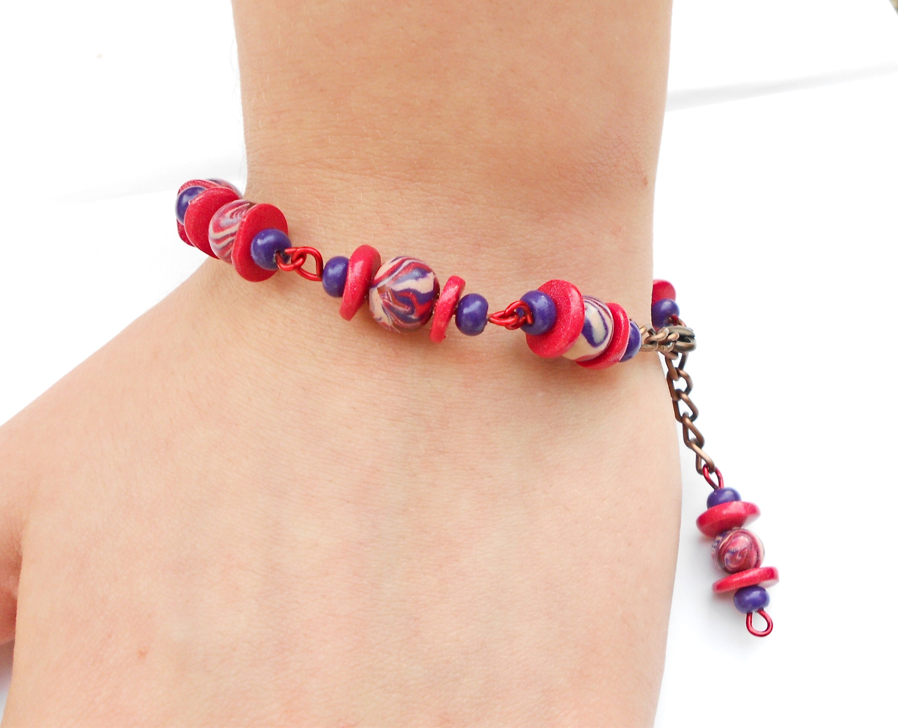 Red and Purple Jewelry Set - Etsy