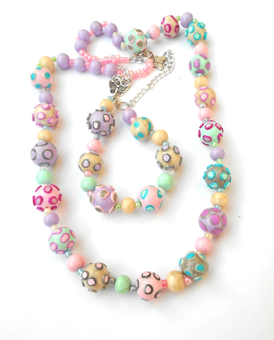 Colorful Clay Beaded Bracelet and Necklace - Etsy