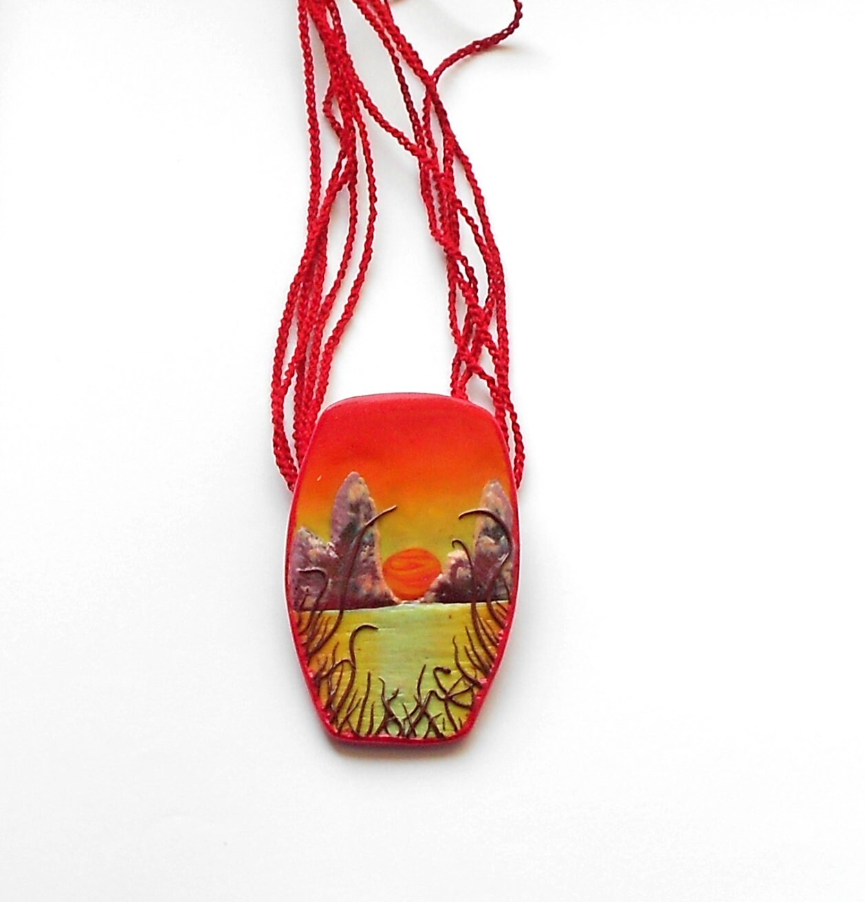 Pendant Necklace Nature Jewelry Mountain Necklace Sun - Etsy