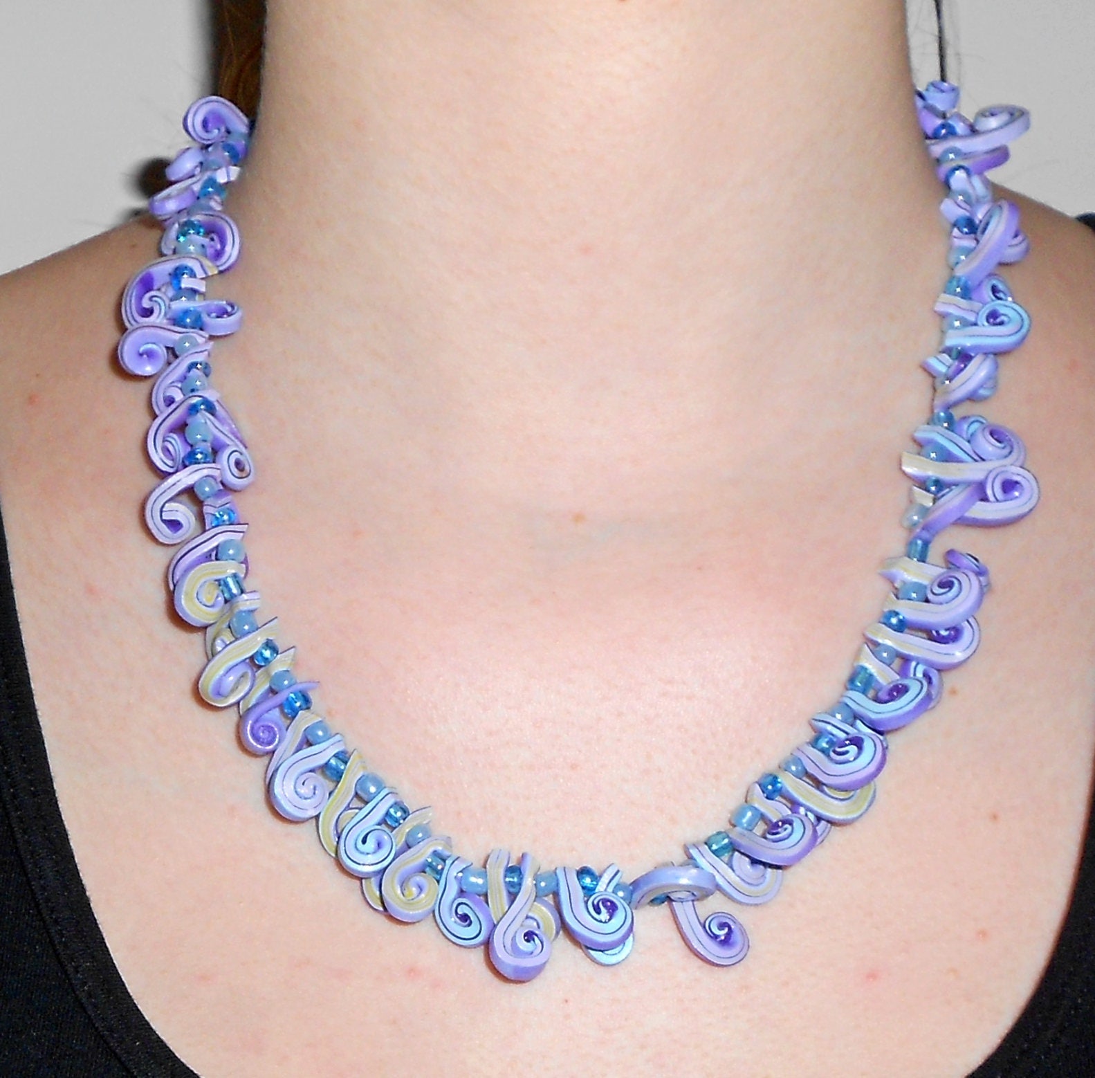 Polymer Clay Necklace With Relaxing Colors and Interesting Shape - Etsy