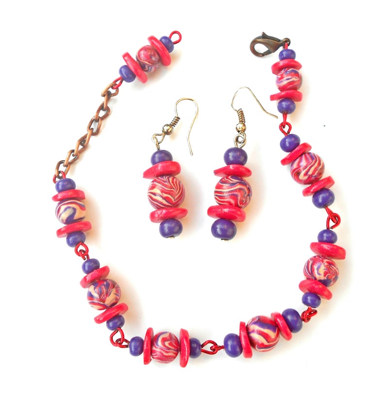 Red and Purple Jewelry Set - Etsy