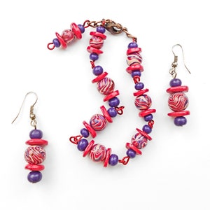 Red and Purple Jewelry Set - Etsy