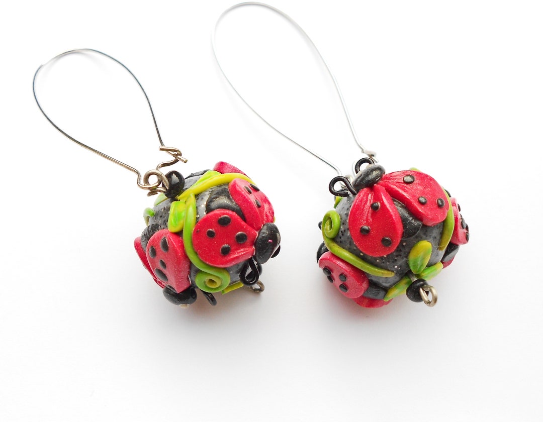 Ladybug Earrings Made From Polymer Clay - Etsy