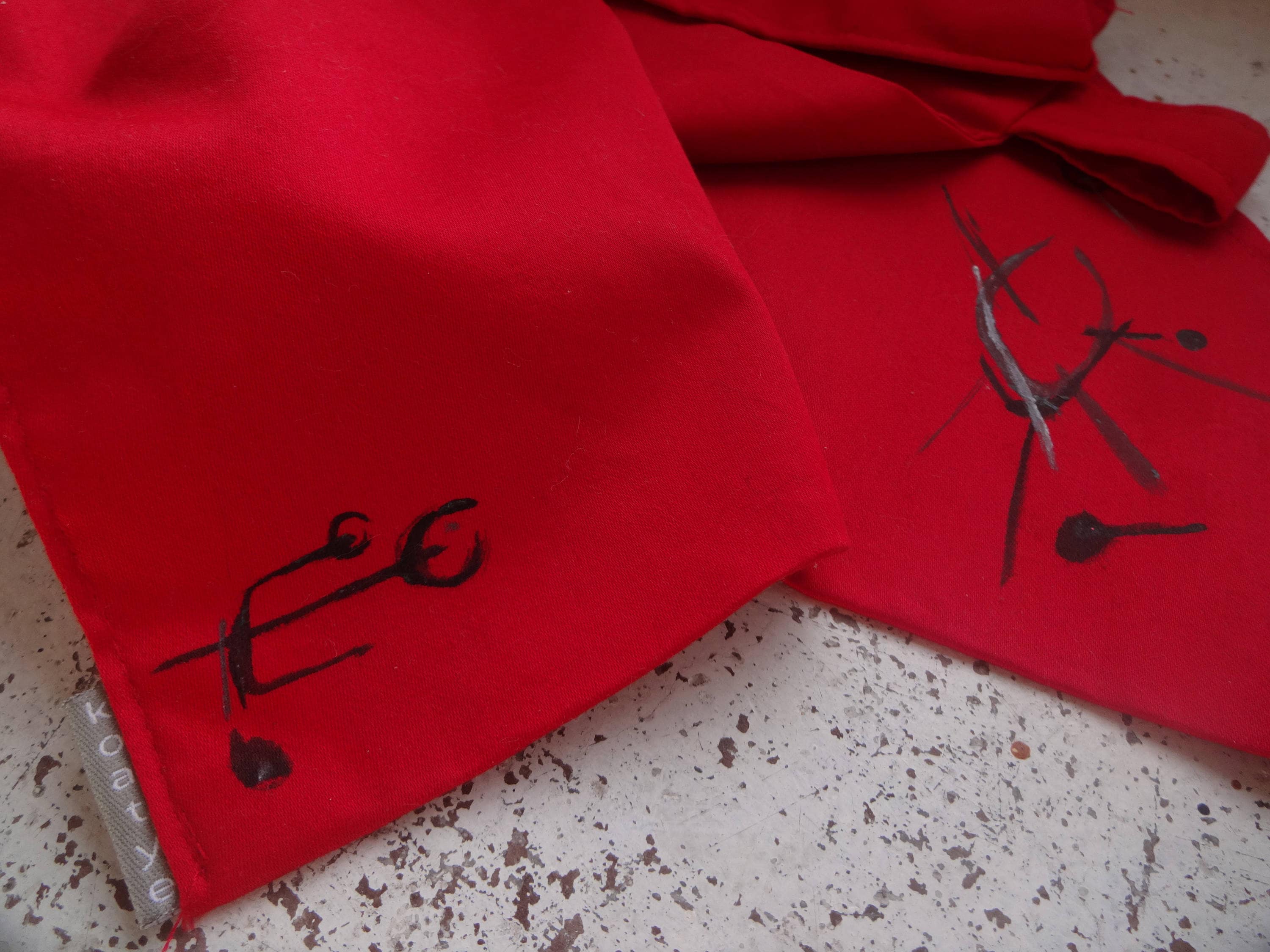 Red Scarf / Hand Painted / Gift for Her / Red Scarf / Red Colar ...