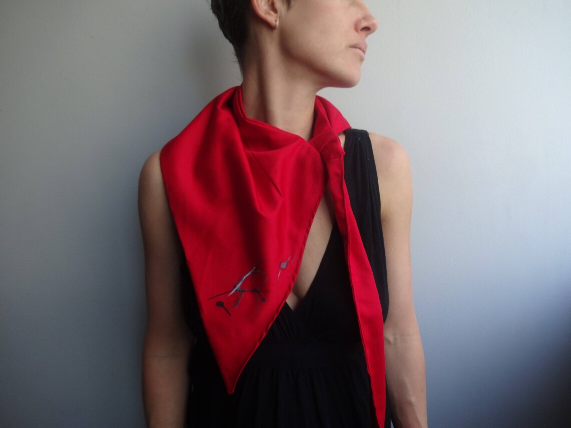 Red Scarf / Hand Painted / Gift for Her / Red Scarf / Red - Etsy