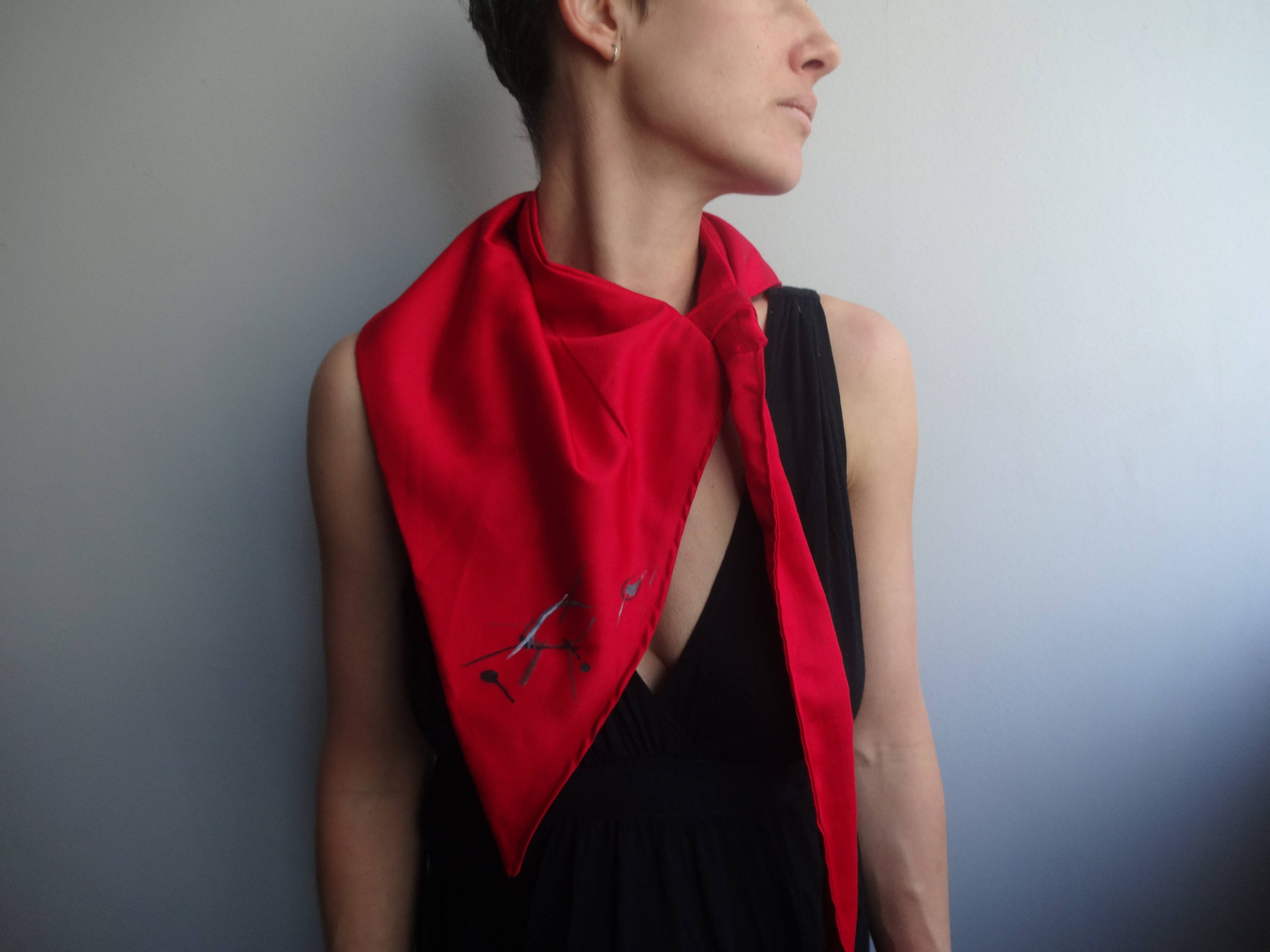 Red Scarf / Hand Painted / Gift for Her / Red Scarf / Red Colar ...