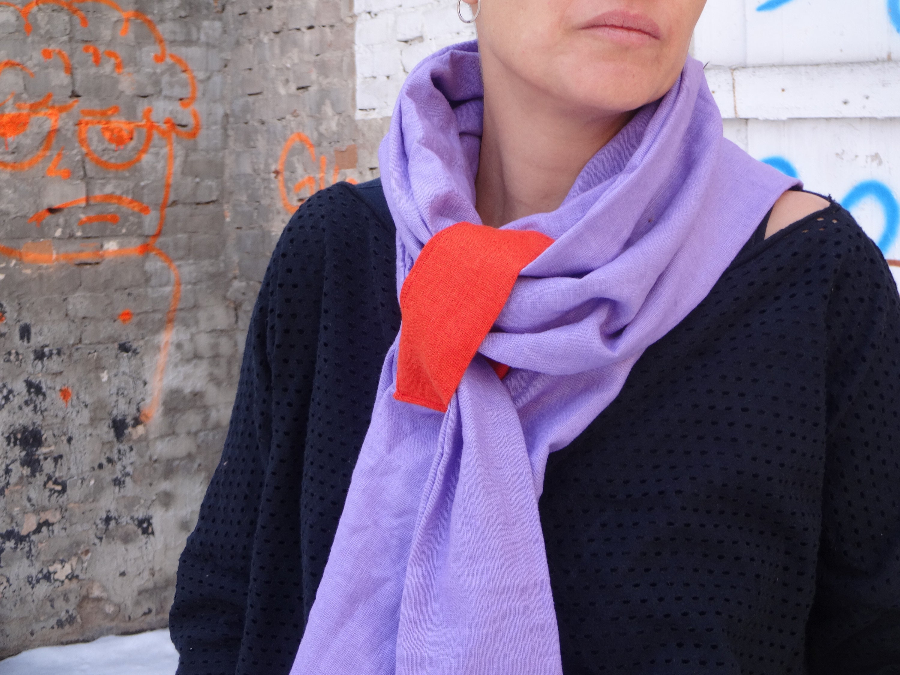 Lilac Linen Scarf/ Asimetric Loop Scarf /unique Scarf/ Gift for Her ...