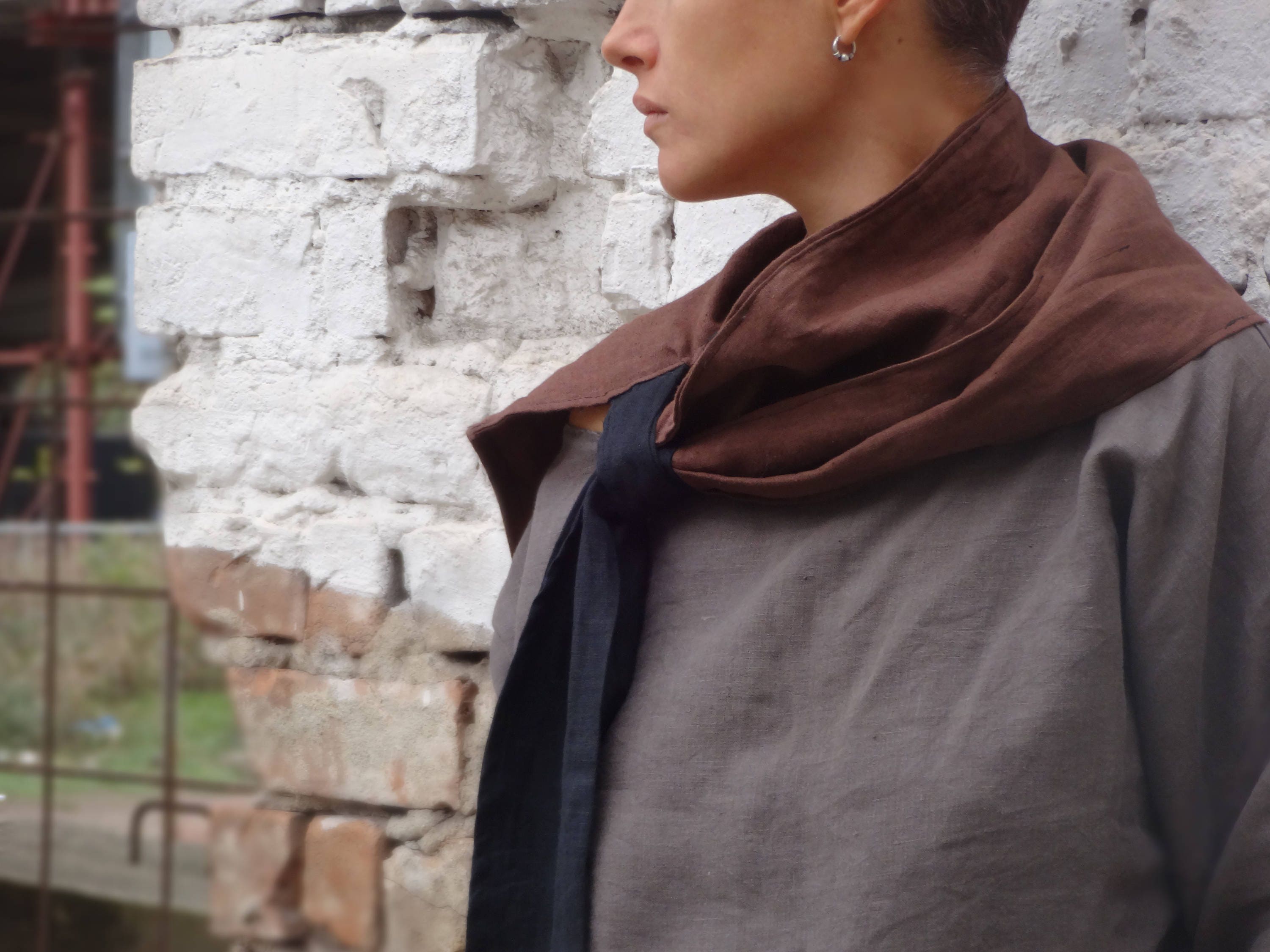 Linen Wrap / Brown Scarf / Brown Linen Scarf / Asimetric Loop Scarf ...