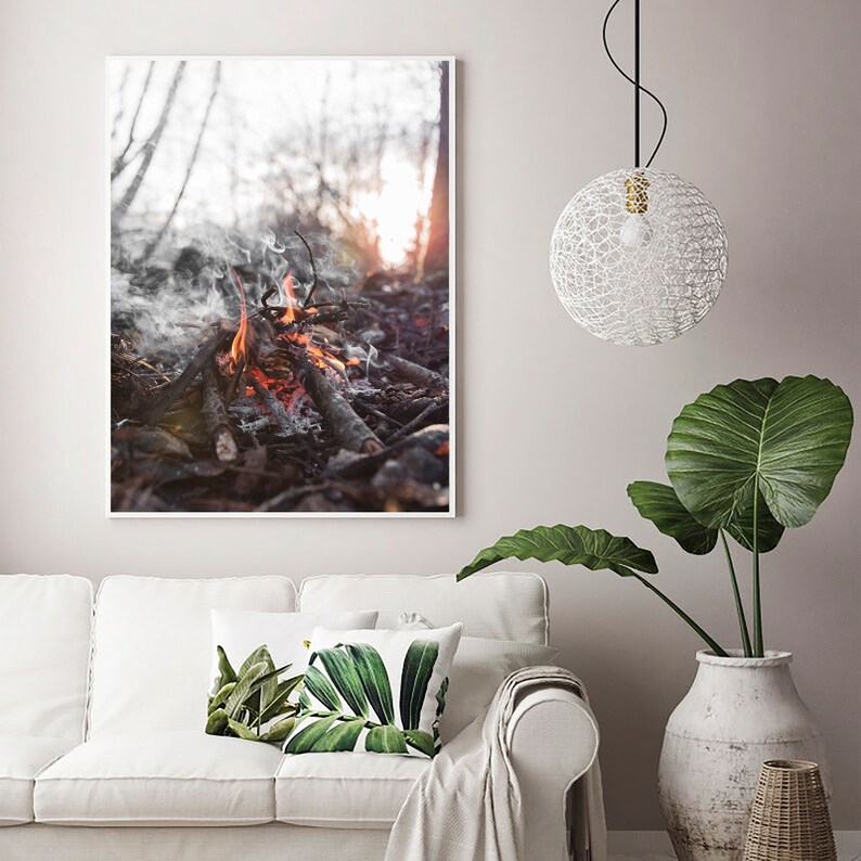 Bonfire Print Campfire Print Campfire Landscape Art Print - Etsy