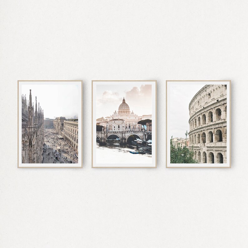 Italy Print Set of 3 Gallery, Rome Colosseum Print, Rome City Print Set ...