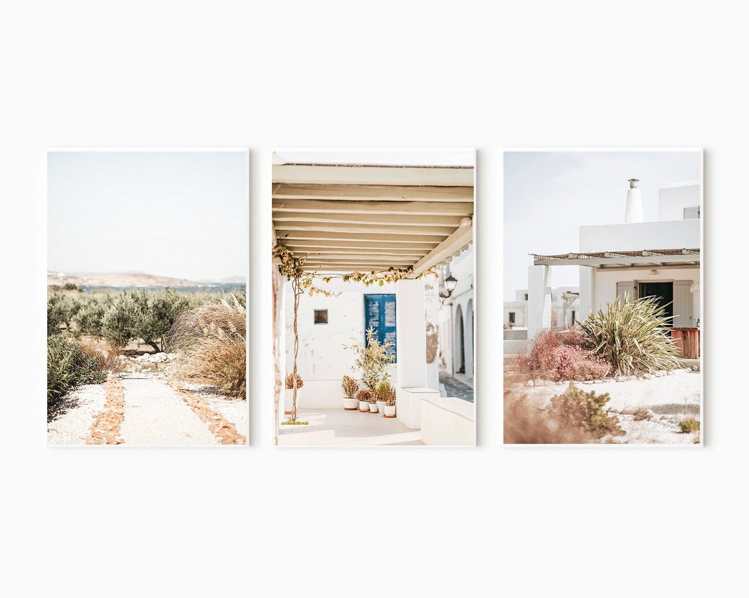 Greece Prints Set of 3, Greece City Print, Paros Wall Decor, Greece ...