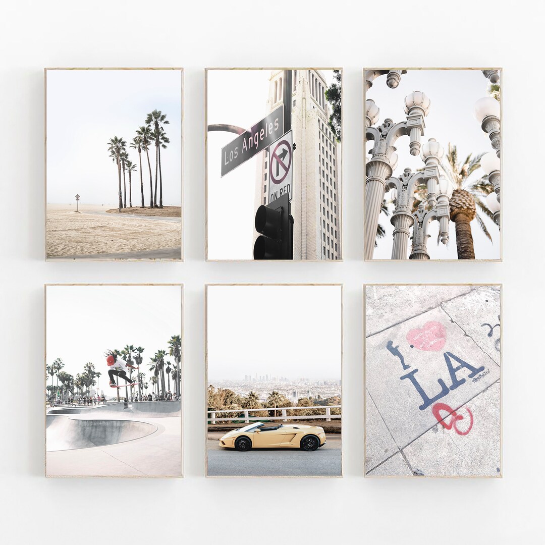 Los Angeles Print, California Print, Set of 6 Prints, Los Angeles City ...