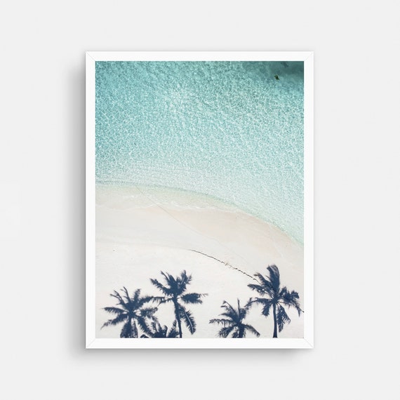 Palm Tree Print Tropical Beach Wall Art Pastel Beach Prints Etsy