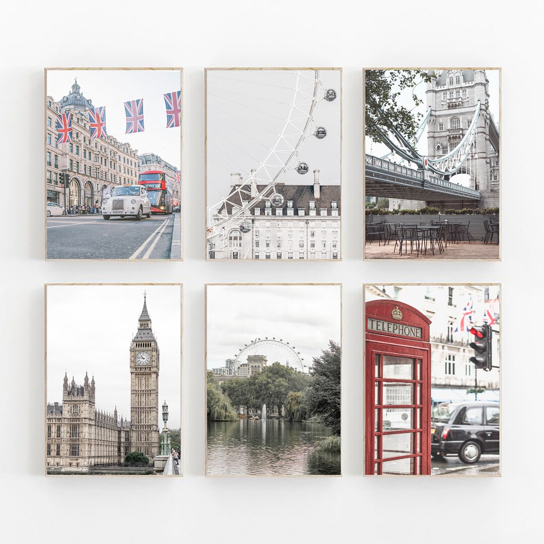 London Prints Set, London Wall Art, Set of 6 Prints, United Kingdom ...