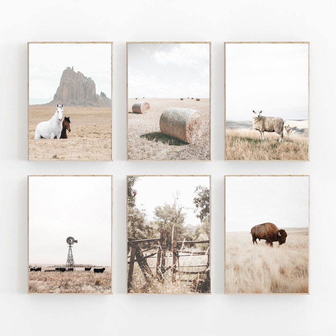 Farmhouse Print Set of 6, Nature Print Set, Farmhouse Landscape, Farm ...
