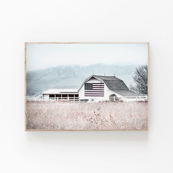 Barn Print Farmhouse Poster Patriotic Wall Art Decor Rustic - Etsy