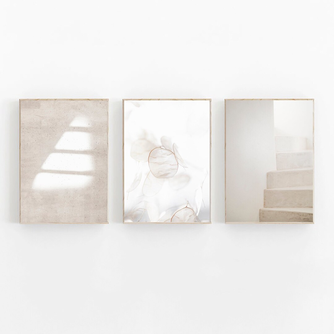 Beige Wall Art Set, Minimalist Set of 3, Modern Poster, Neutral Wall ...