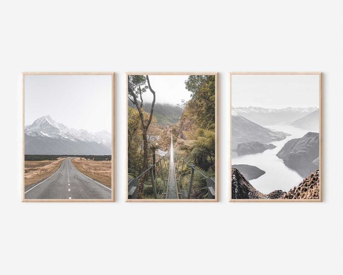 New Zealand Prints Set of 3, New Zealand Wall Art, Wanaka Print, NZ ...