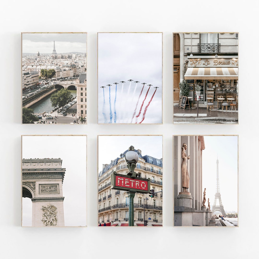Paris Prints, Set of 6 Prints, France Wall Art, Eiffel Tower Print ...
