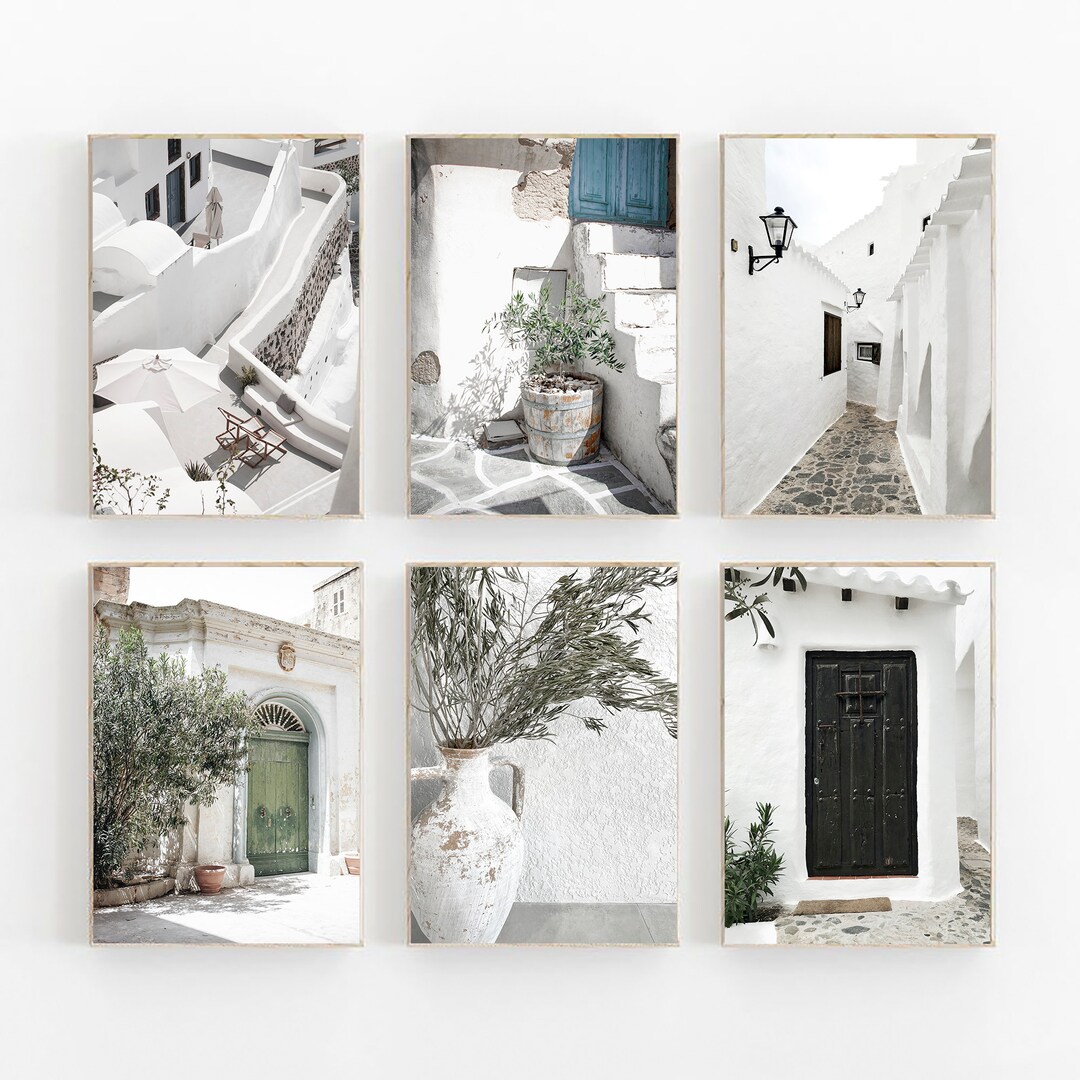 Santorini Print Set of 6, Greece Gallery Wall Set, Architecture Wall ...