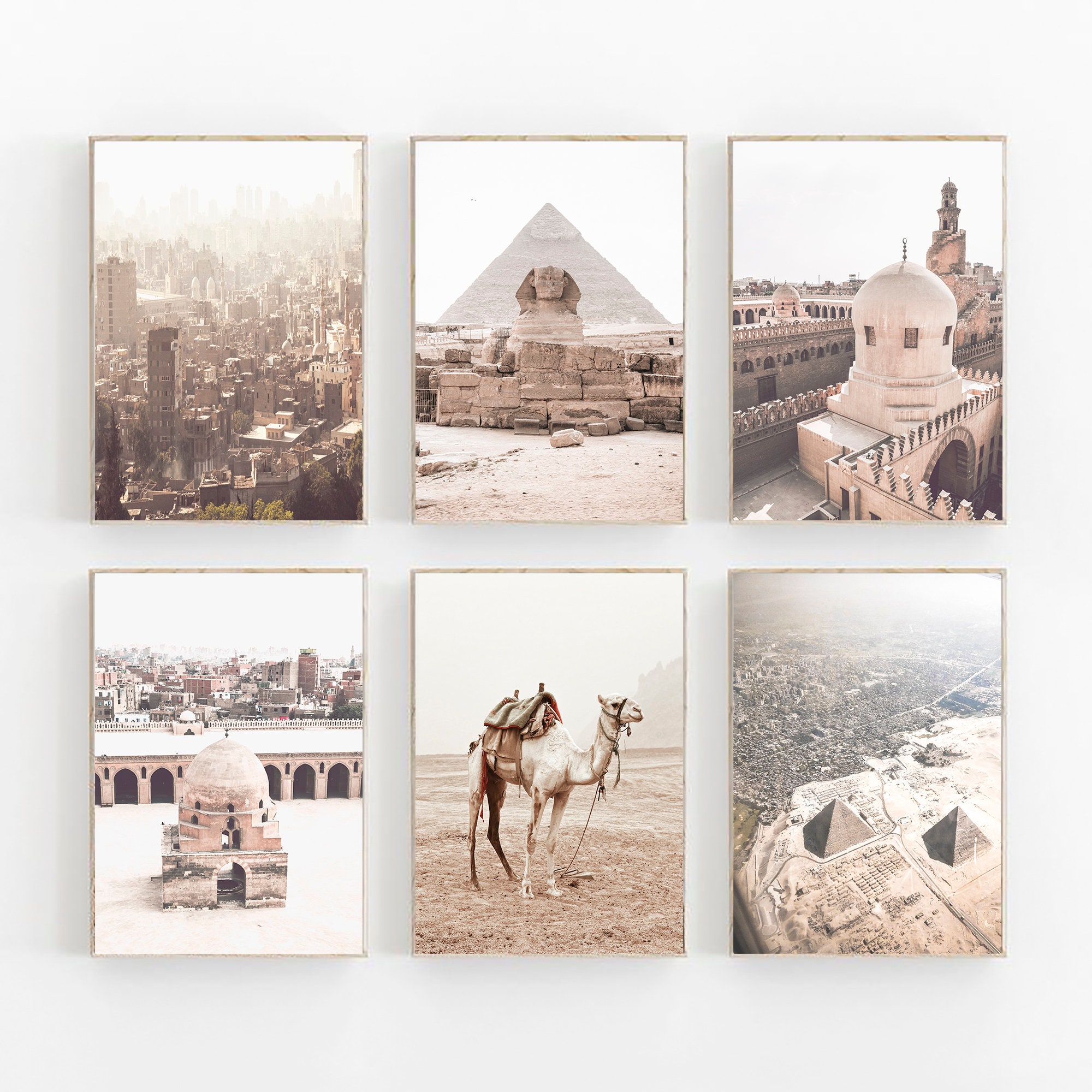 Egypt Print Set of 6, Egypt Poster, Pyramids Print, Travel Art Print ...
