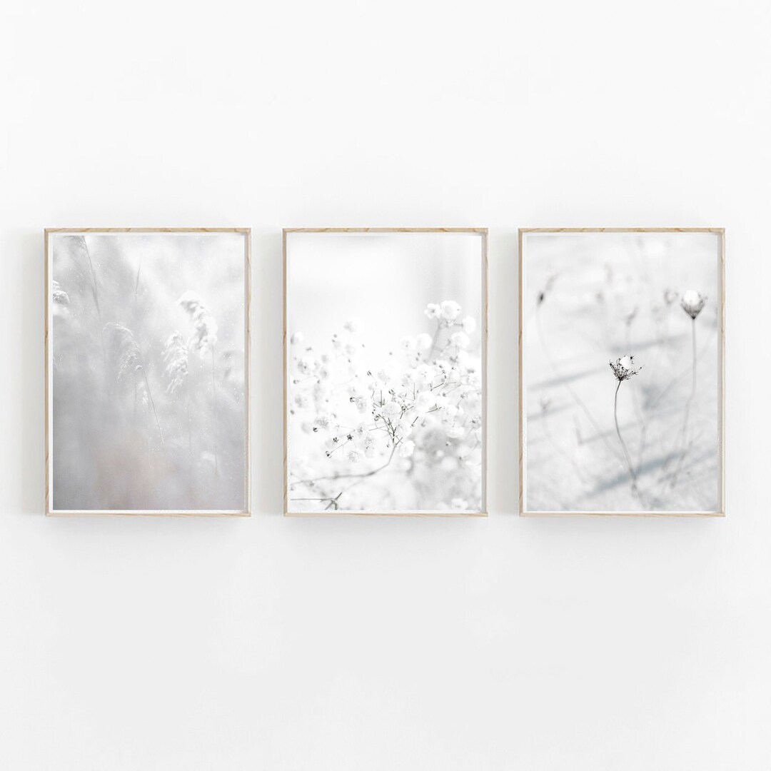 Gray and White Wall Art Set of 3, Scandinavian Print, Set of 3 Prints ...
